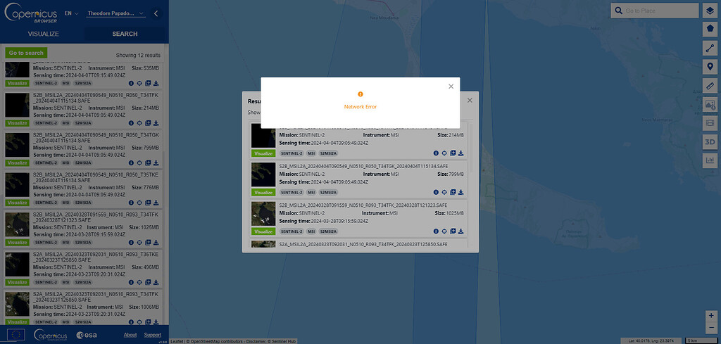 Sentinel-1 and Sentinel-2 Data Download Failed - Copernicus Browser ...